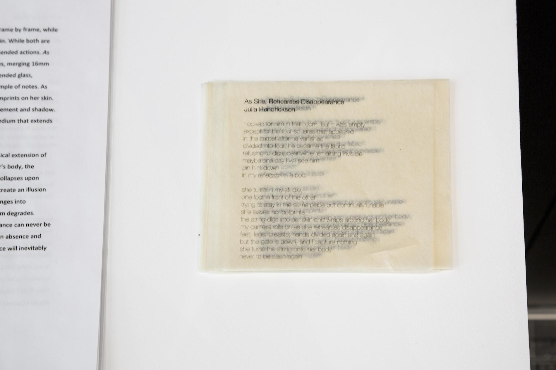 Julia Hendrickson: As She, Rehearses Disappearance | The Image Centre